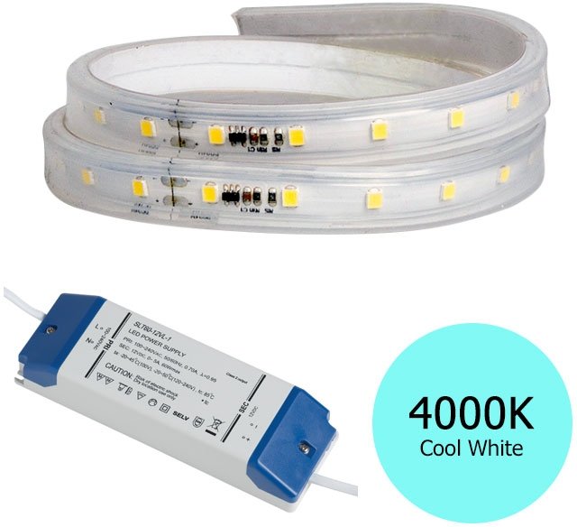 IP67 LED Strip 10m Cool White 24 Volt (Complete Kit)