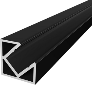 10mm x 10mm 2 Metre Corner Aluminium LED Profile P3-5 Black