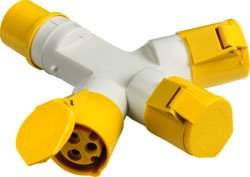 110V IP44 16 Amp 3 Way Industrial Splitter 2P+E