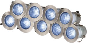 Pack of 10 x 30mm Dia. IP65 230v 0.2W Marker Lights (Blue)