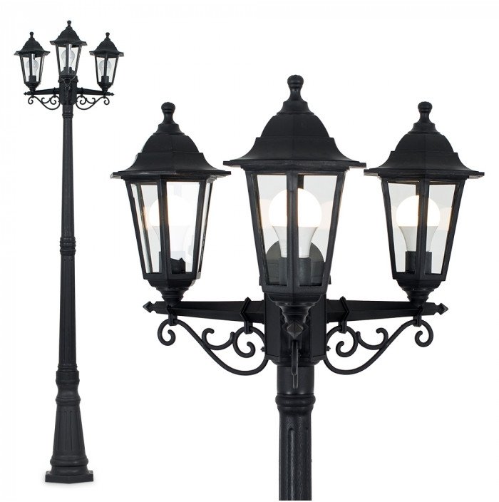 1.95m IP44 Outdoor 3 Way Plastic Lamp Post