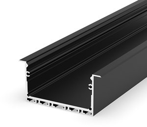 2 Metre Black LED Profile Recessed Aluminium P23-1 48mm x 24.2mm