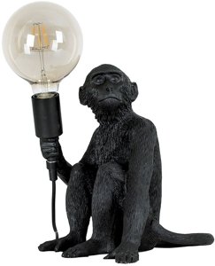 Unique Monkey Holding a Light Bulb Table Lamp in Black - 23832