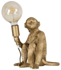 Unique and Stylish Metallic Gold Monkey Holding a Light Bulb Table Lamp ...