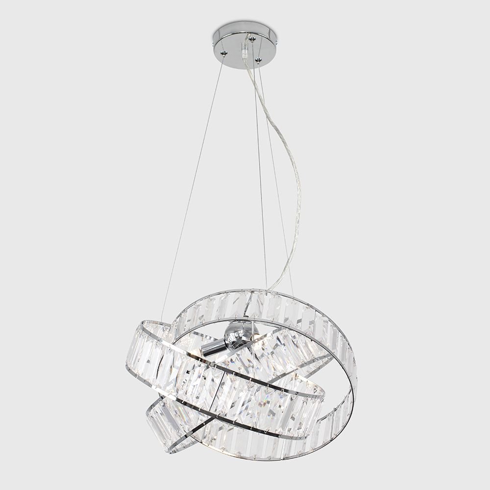Hudson Chrome 3 Way Intertwined Rings Acrylic Ceiling Light - Stylish ...