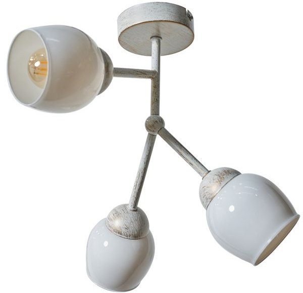 MiniSun | Kenton Aged Metal Effect 3 Way Ceiling Light with White Glass ...