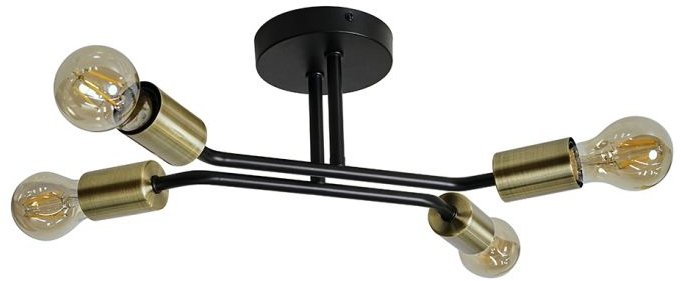 MiniSun | Kravits Matt Black and Gold 4 Way Semi Flush Ceiling Light