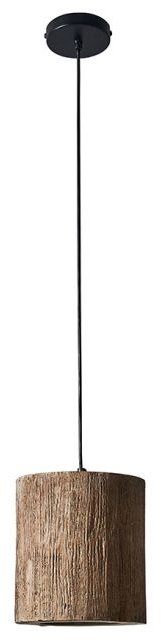 Rustic Wood Cylinder Ceiling Light by Minisun - Penn Natural Finish - 25908