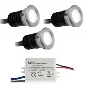 Aluminium All LED 16mm 1W IP44 LED Marker Light Kit 3000K