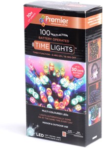 Premier 10000mm 100 Multi-Action Battery Operated LED Time Lights (RGB)