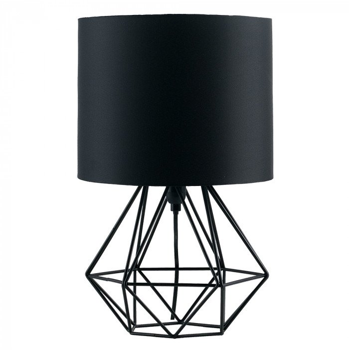 Angus Geometric Satin Black Base Table Lamp Black Shade 20831