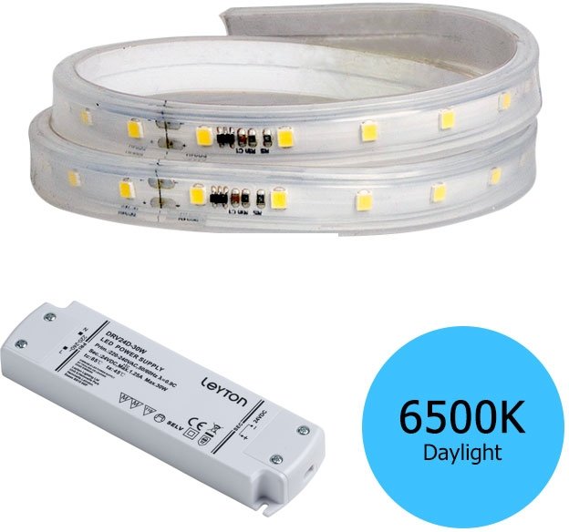 IP67 LED Strip 5m Daylight 24 Volt (Complete Kit)