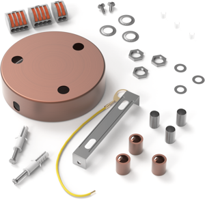 Calex Metal Ceiling Rose 3 Hole Matt Copper - CAL-940048