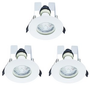3x Integral White LED Downlights IP65 C/W Insulation Guard