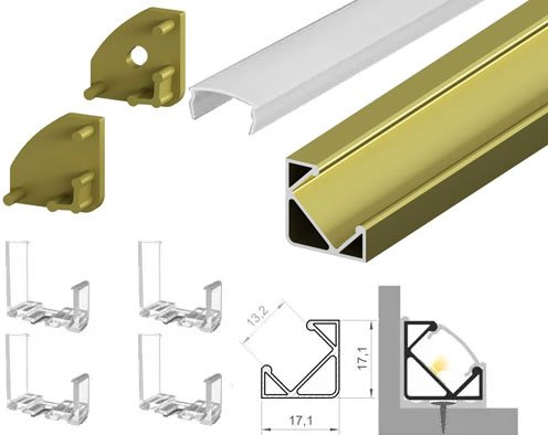 Group Elevate Your Space: 2m Surface Mounted Gold LED Profile P3-1 ...