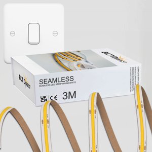 3m LED Strip Pack: Warm White Dotless Seamless Strip + 30W LED Driver