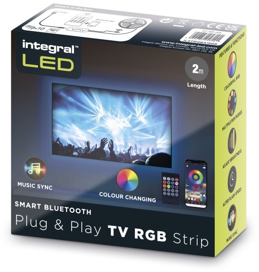 2M Integral Bluetooth RGB LED TV LED Strip Kit 1.5W Per Metre
