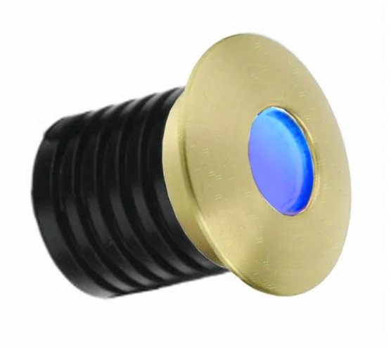 All LED Brushed Brass 37mm 1W IP65 Blue LED Marker Light