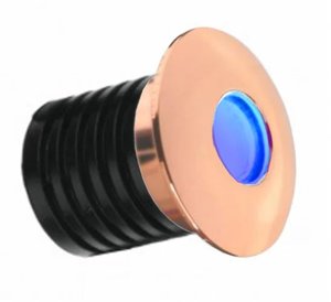 All LED Polished Copper 37mm 1W IP65 Blue LED Marker Light