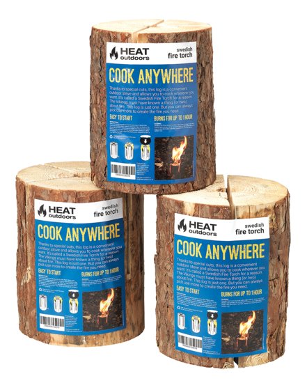 Swedish Fire Log 3-Pack - Long-Lasting Outdoor Heat by Heat Outdoors