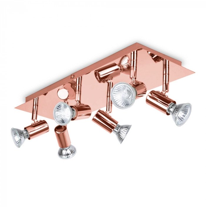 Consul 6 Way Rectangular Plate Spotlight Copper