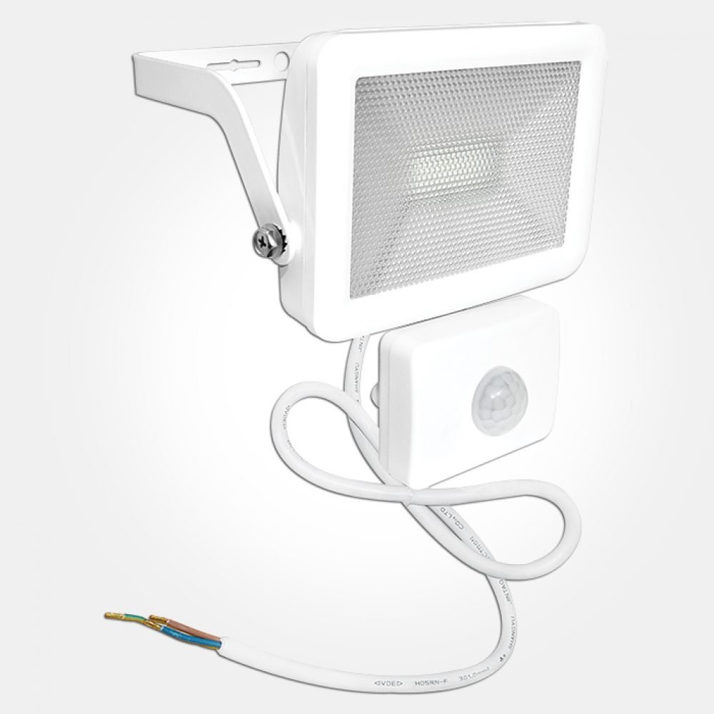 Eterna LED Floodlight + 120 Degree PIR Sensor 30 Watt White 4000K