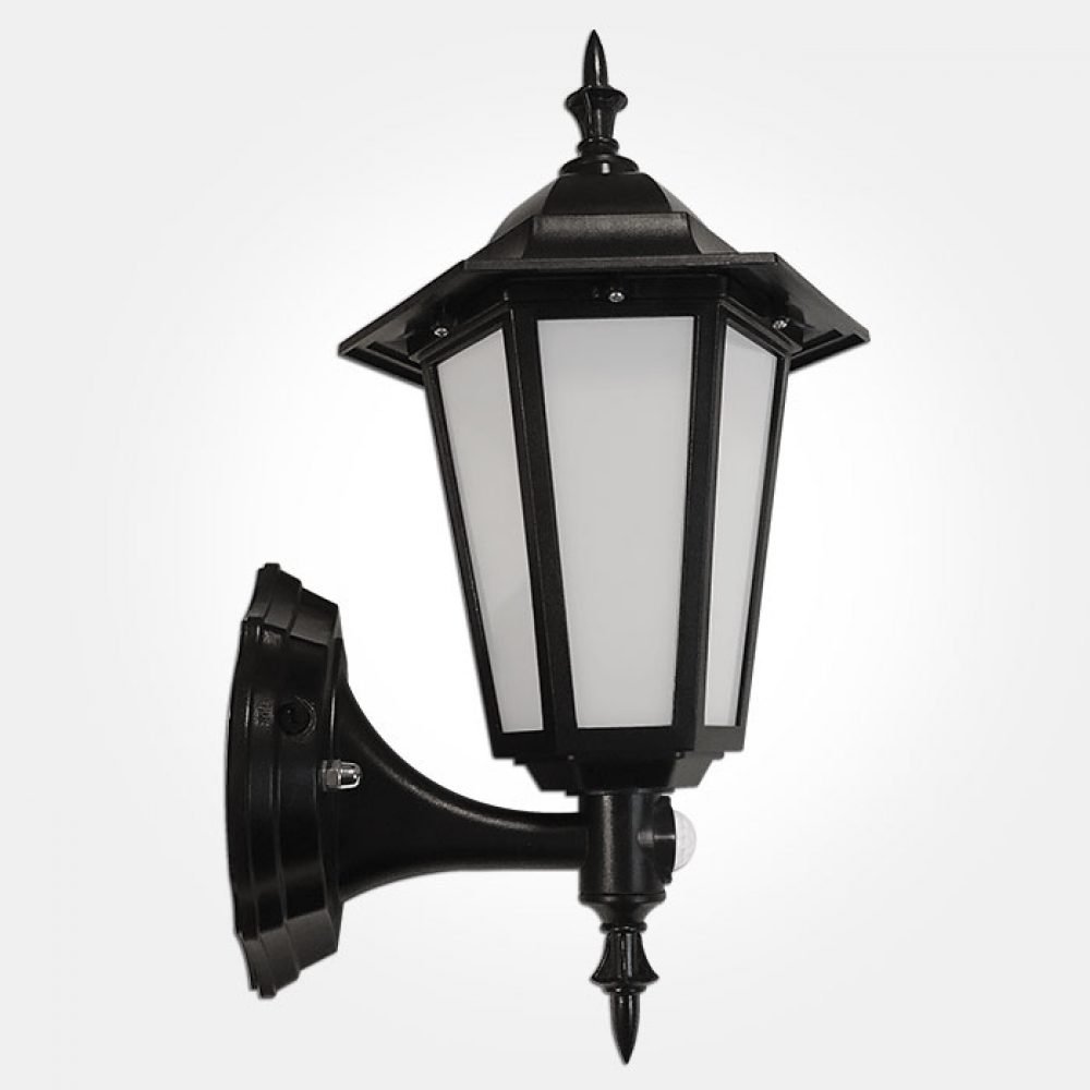 Eterna Outdoor IP44 7W LED Black Wall Lantern with 120 Degree PIR