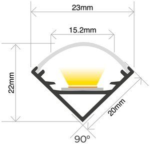 ILPFC044 Integral 1M Aluminium Corner Mount Profile - Clear Diffuser ...