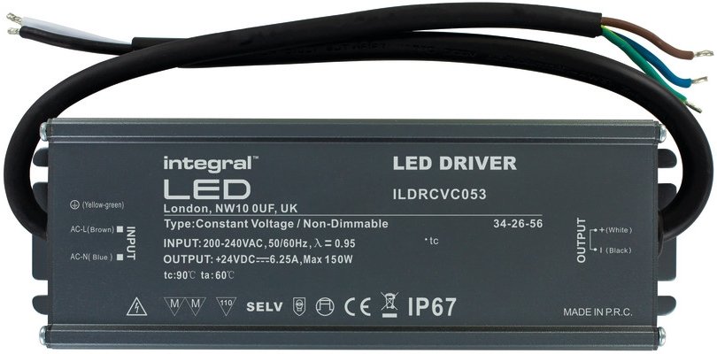 Integral Non Dimmable LED Driver 150W 24V IP67
