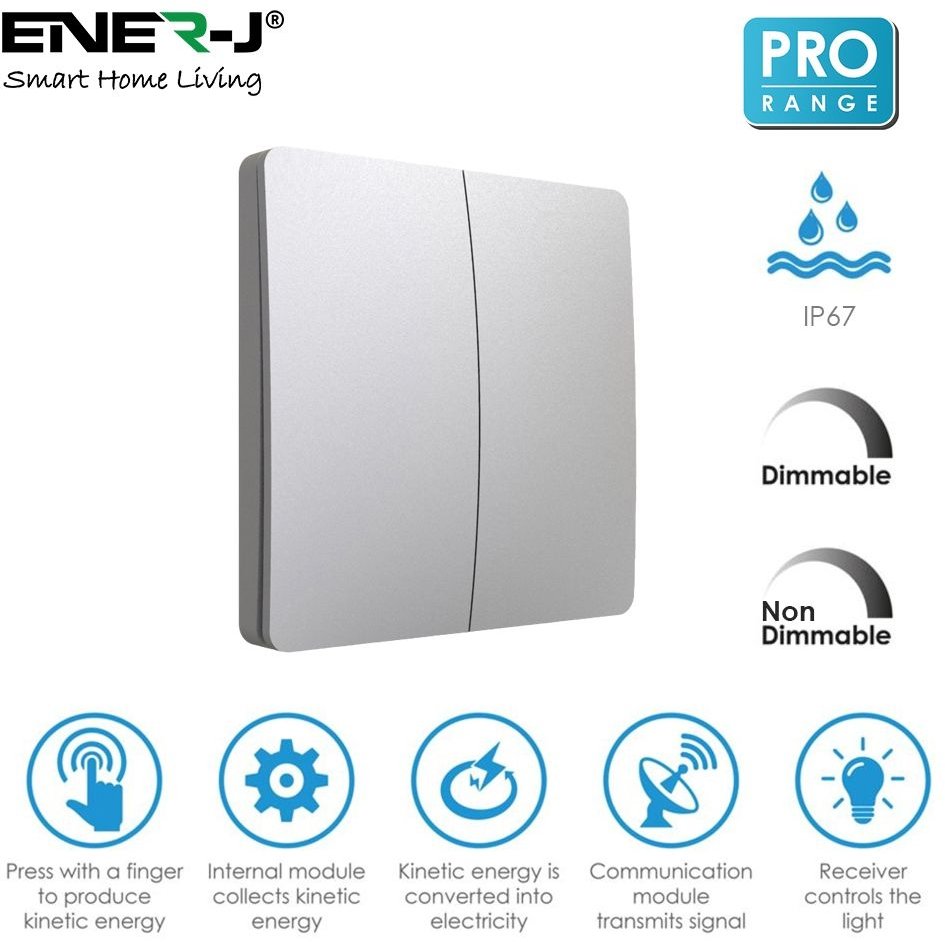 Wireless Kinetic Switch Dimmable/Non Dimmable -Silver body Ener-J ...