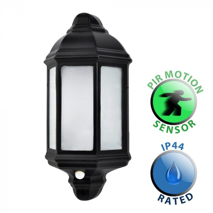Kayleigh Black Wall PIR IP44 Outdoor Lantern