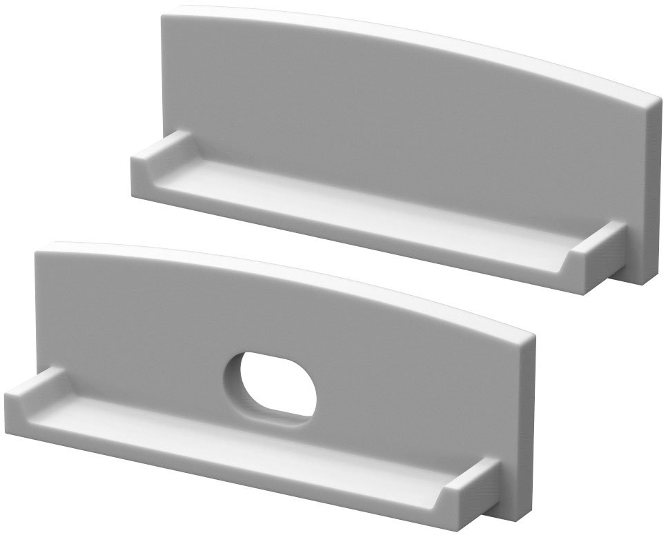 P13 Strip Recessed Profile End Cap Set Grey