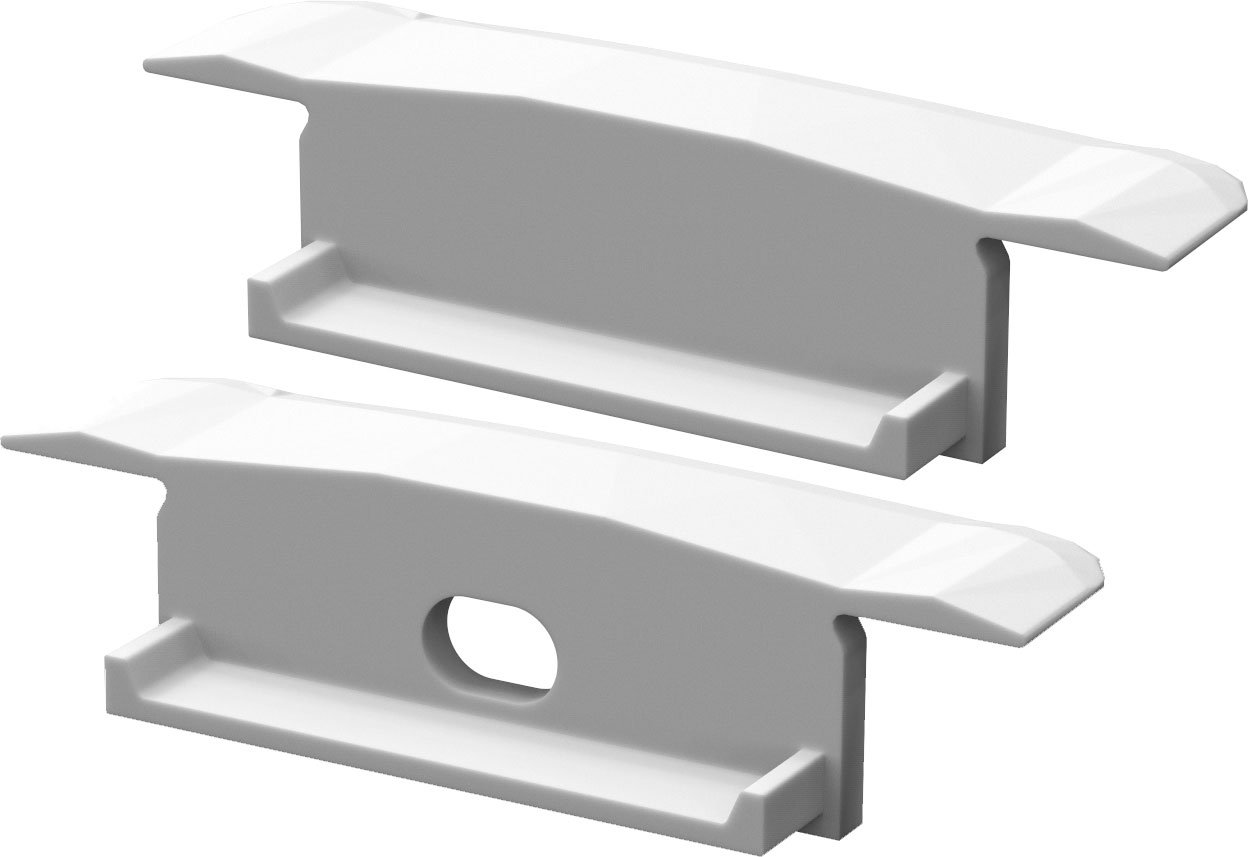 P14 Strip Recessed Profile End Cap Set Grey