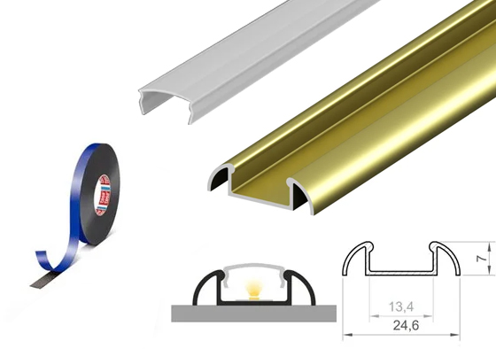 Illuminate in Style: 2m Surface Mounted Gold LED Profile P2-1 (24.6mm x ...