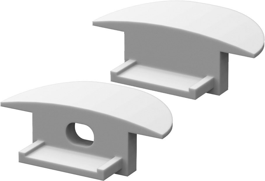 P6 Strip Recessed Profile End Cap Set Grey end caps