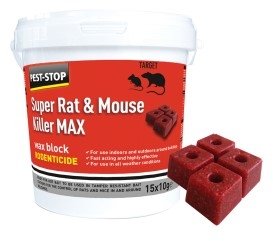 Pest-Stop Super Rat & Mouse Killer Max Wax Blocks - Brodifacoum (15 x ...