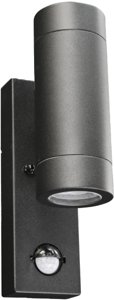 Robus Canefinch GU10 Up/Down Wall Light IP54 PIR Double Black