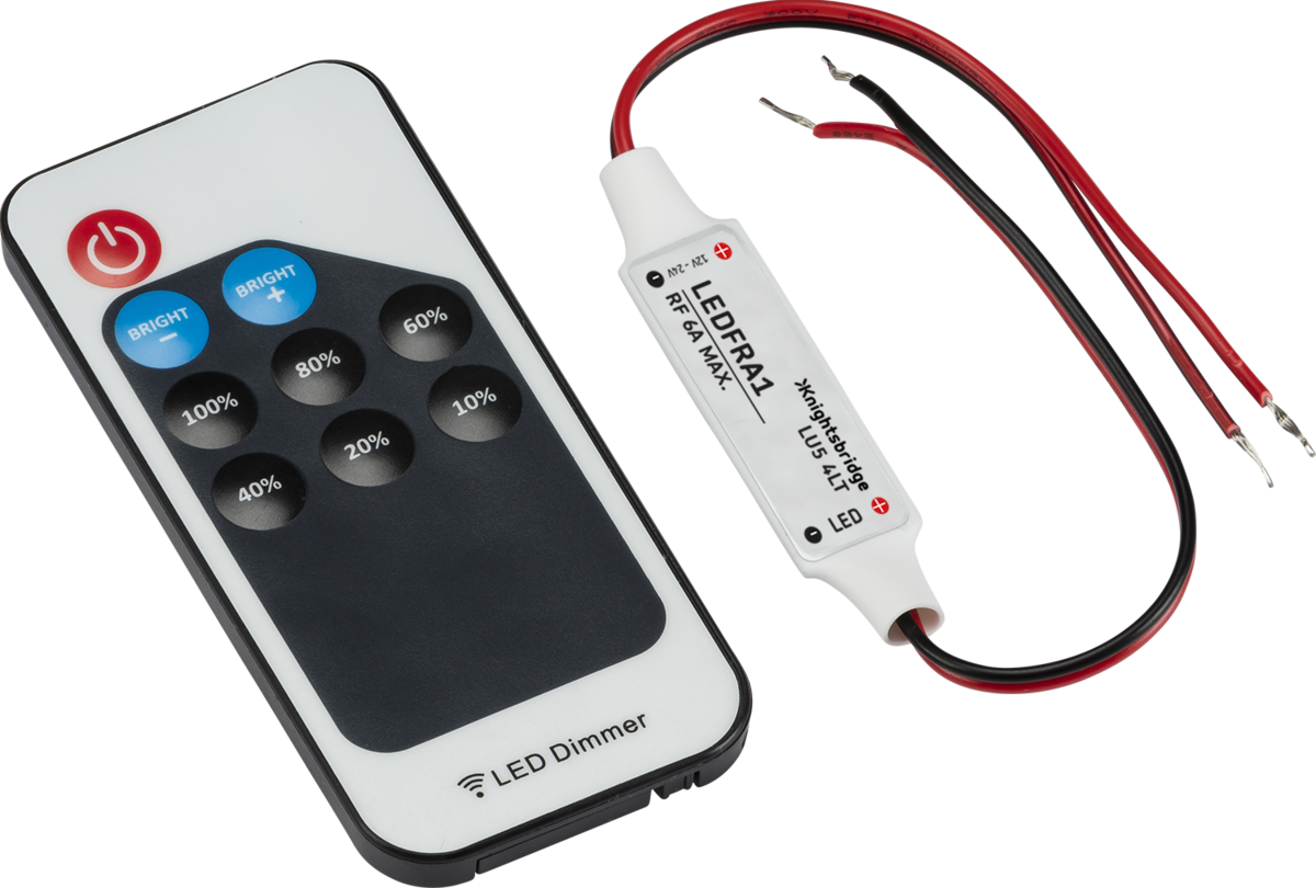 RF Controller + Remote Dimmer (12/24V - Single Colour LED Strip)