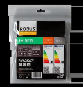 Robus Vegas Express 4.8W/m 12V LED Striplight 3000K IP67 - 1m