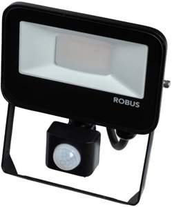 Robus Selest 20W Floodlight with PIR IP65 CCT3 Black with 1m Flex