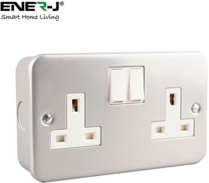 Premium Metal Clad Twin Wall Socket with Switch by Ener-J - Model T953 ...
