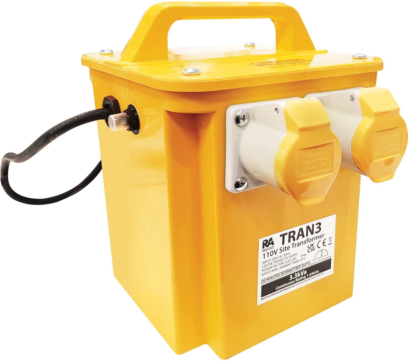 Red Arrow 110v IP44 3.3kVa Portable Transformer (2x16A Sockets)