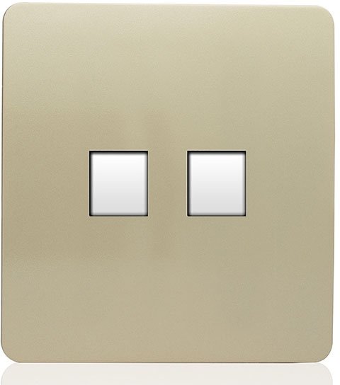 Trendi 88mm x 88mm Gold PC Ethernet Socket (2 Gang)