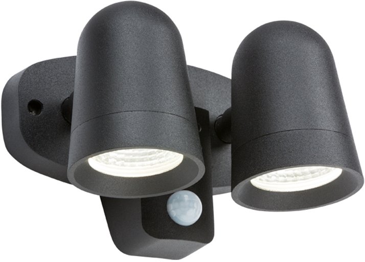 Twin IP65 Adj. Wall LED Floodlight + PIR 2x9W 3500k 740lm (Black)
