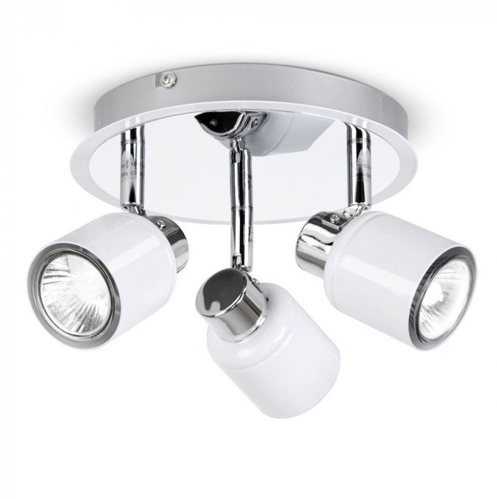 Brenton 3-Way Round Plate Spotlight - White/Chrome