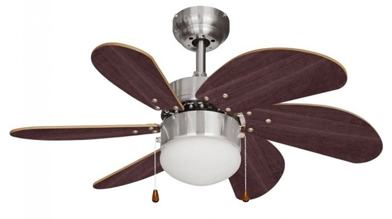 MiniSun Typhoon 30” Ceiling Fan with Light Wood/Satin Nickel