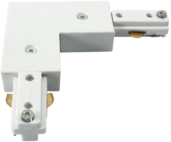 230V Track L Right Angle Connector White