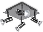 MiniSun Rectangular Plate 6 Way Spotlight Chrome