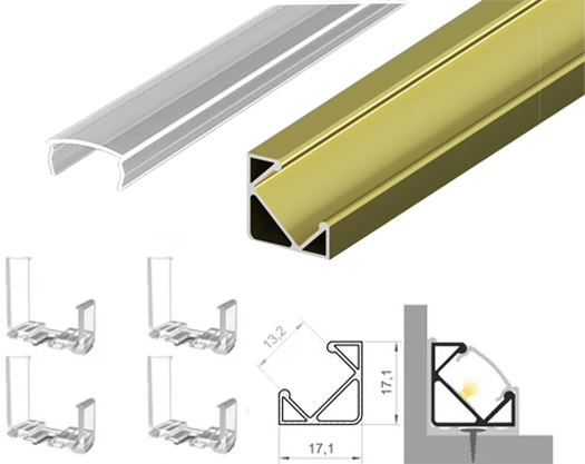 Group Elevate Your Space: 2m Surface Mounted Gold LED Profile P3-1 (24 ...
