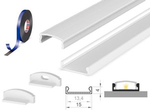 15mm x 4mm (1 Metre) Surface Bendable White Aluminium LED Profile Kit ...